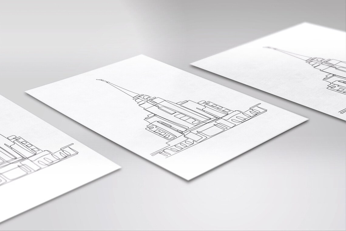 Rexburg Temple Continuous Line Drawing - Etsy
