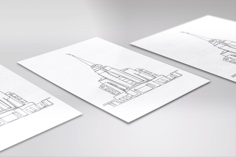 Rexburg Temple Continuous Line Drawing - Etsy