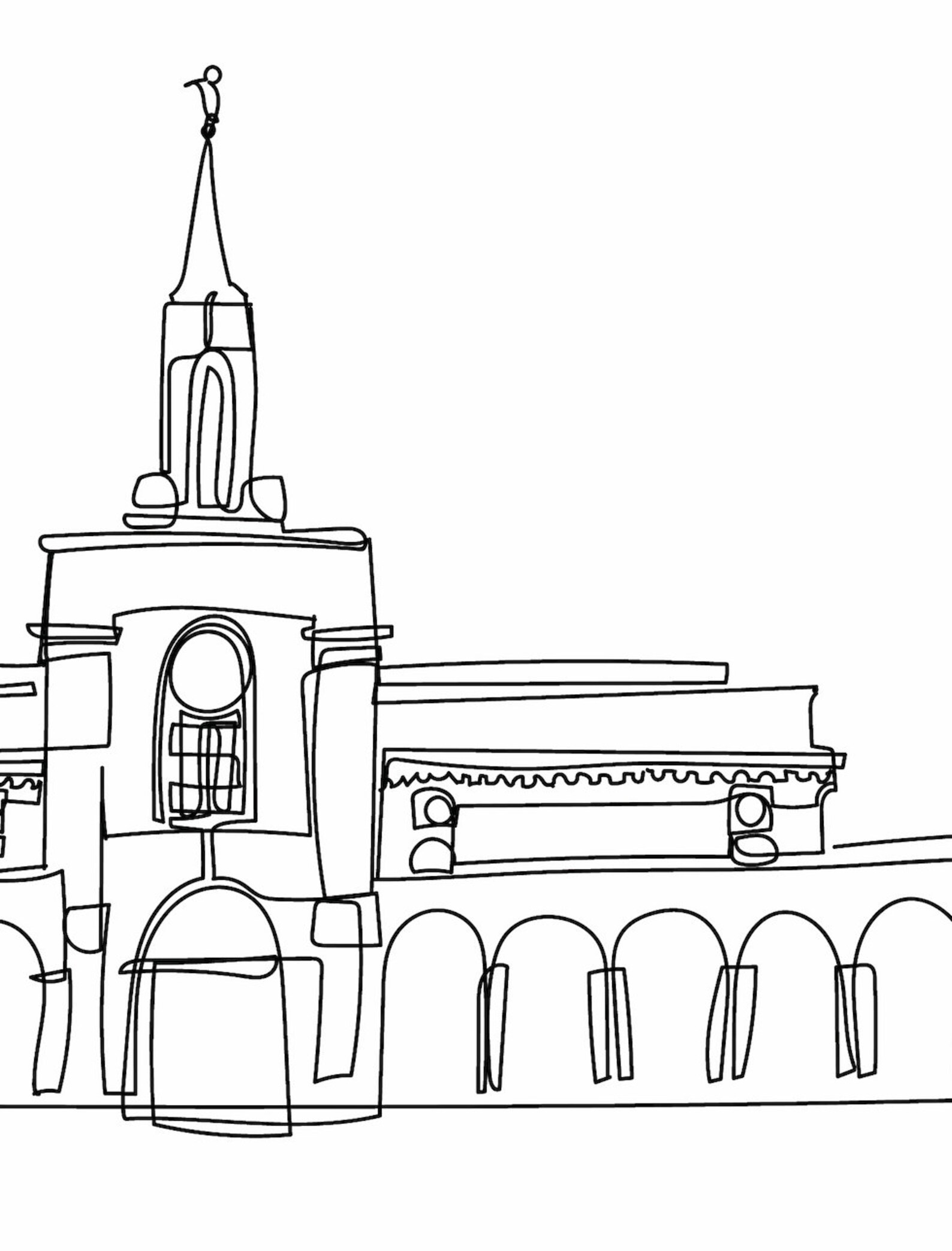 Bountiful Temple Continuous Line Drawing - Etsy