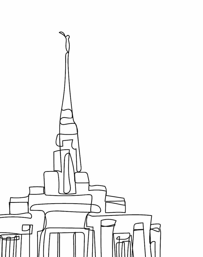 Ogden Temple Continuous Line Drawing - Etsy