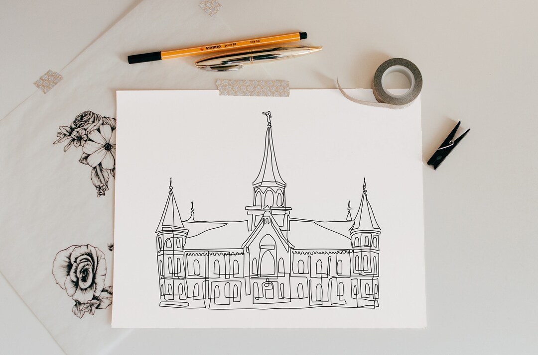 Provo City Center Temple Continuous Line Drawing - Etsy