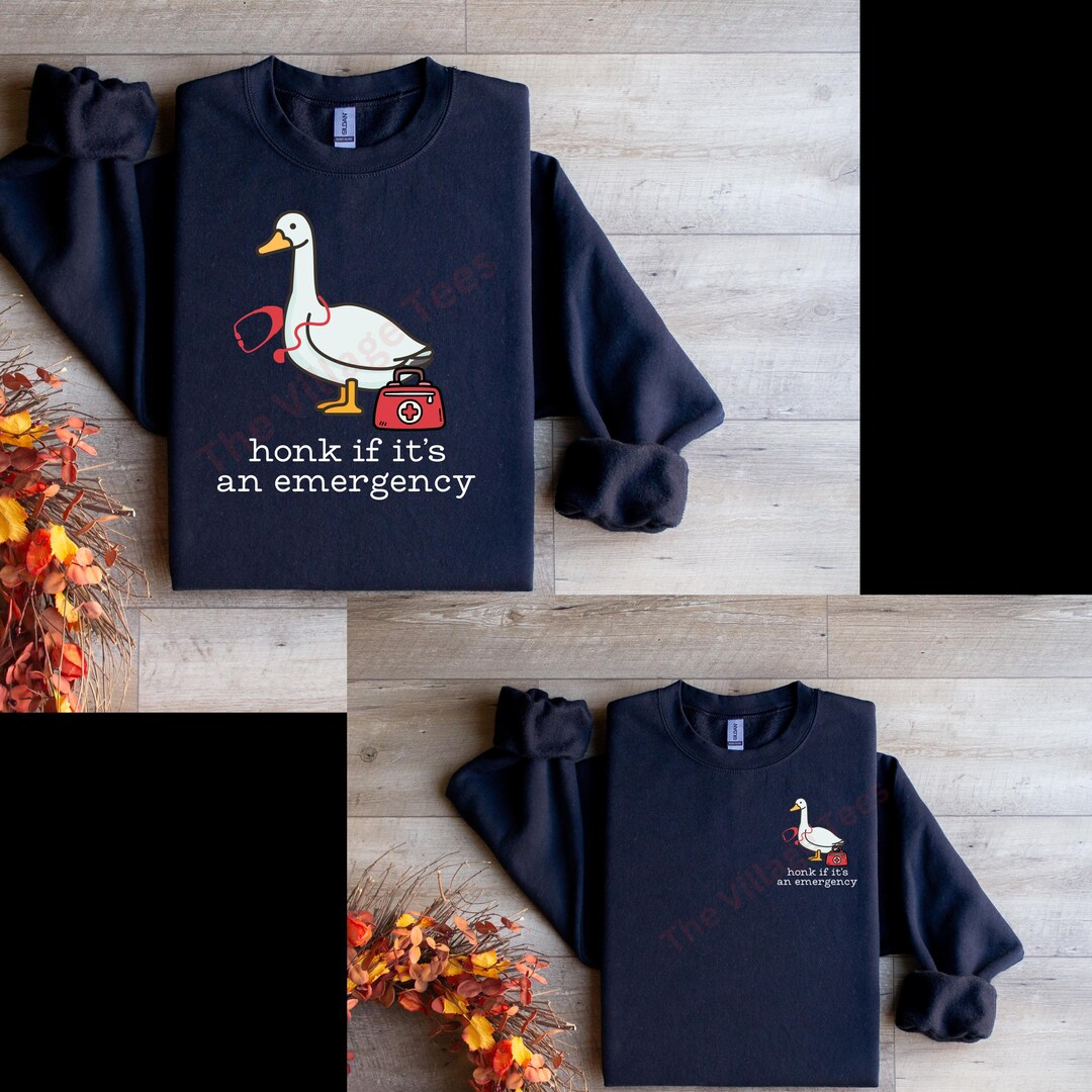 DTF Print ER Silly Goose Honk If Its an Emergency Healthcare Cute Nurse Tech White Writing With ...