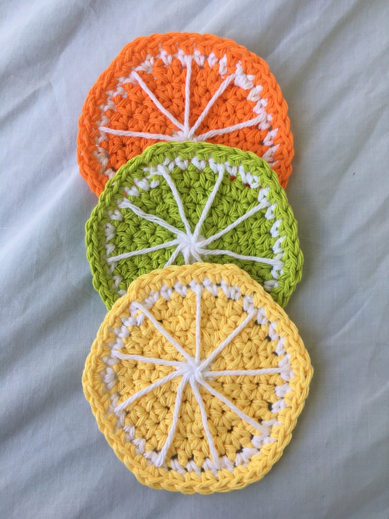 Crochet Fruit Slices Coaster PATTERN | Etsy