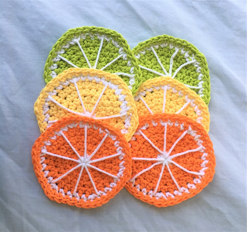Crochet Fruit Slices Coaster PATTERN | Etsy