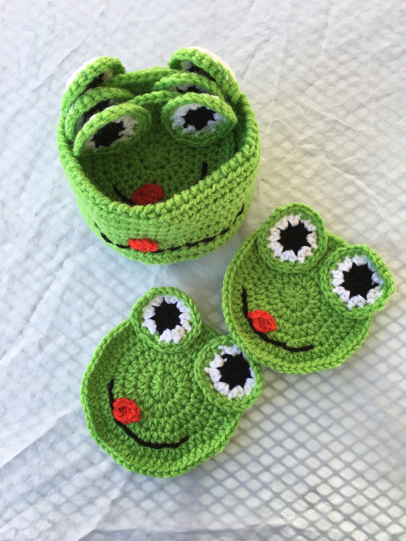Crochet Frog Coffee Coaster Set Pattern - Etsy