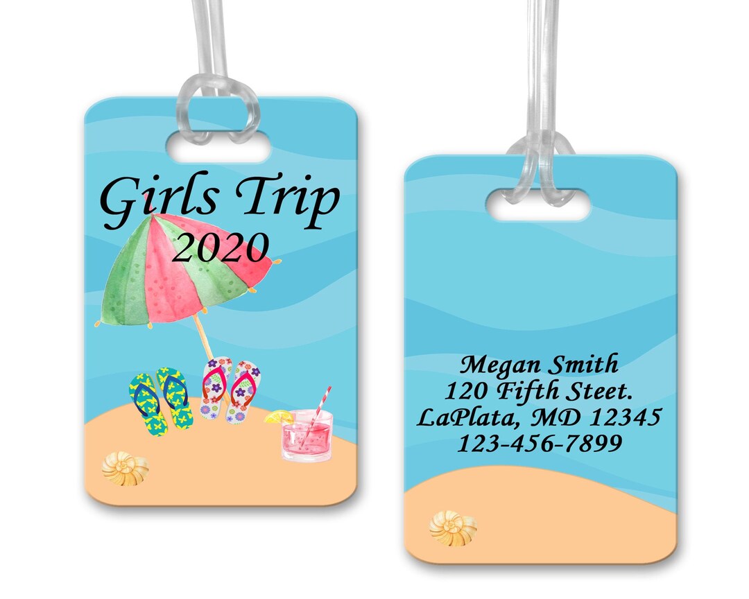 Beach Bag Tag, Vacation Luggage Tag, Summer Vacation Tag, Travel Bag Tag, Backpack Tag, Girls ...