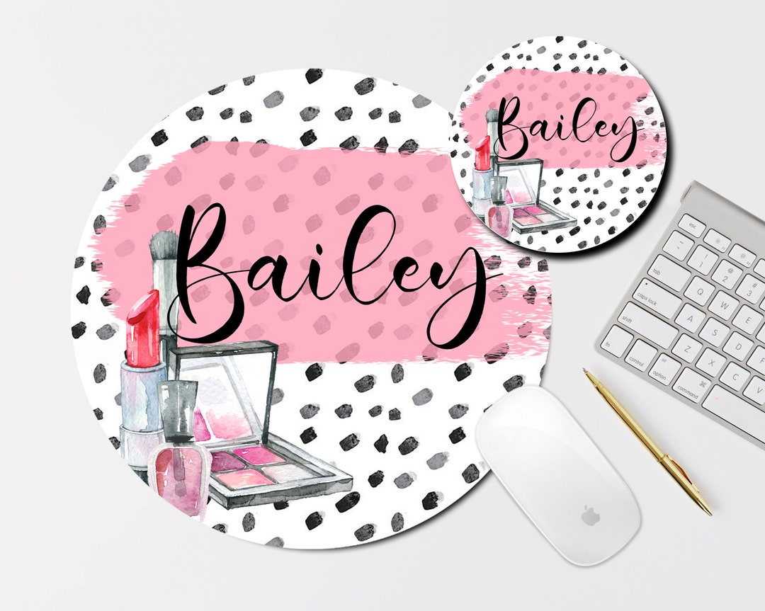 Makeup Mouse Pad and Coaster Set, Desk Accessories, Gift for Her, Salon ...