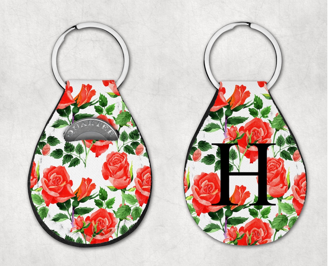 Personalized Quarter Holder Keychain, Flower Quarter Keeper - Etsy
