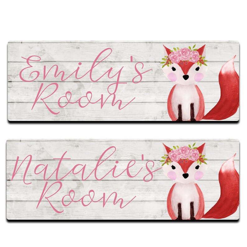 Personalized Fox Name Sign Floral Aluminum Door Sign Bedroom - Etsy