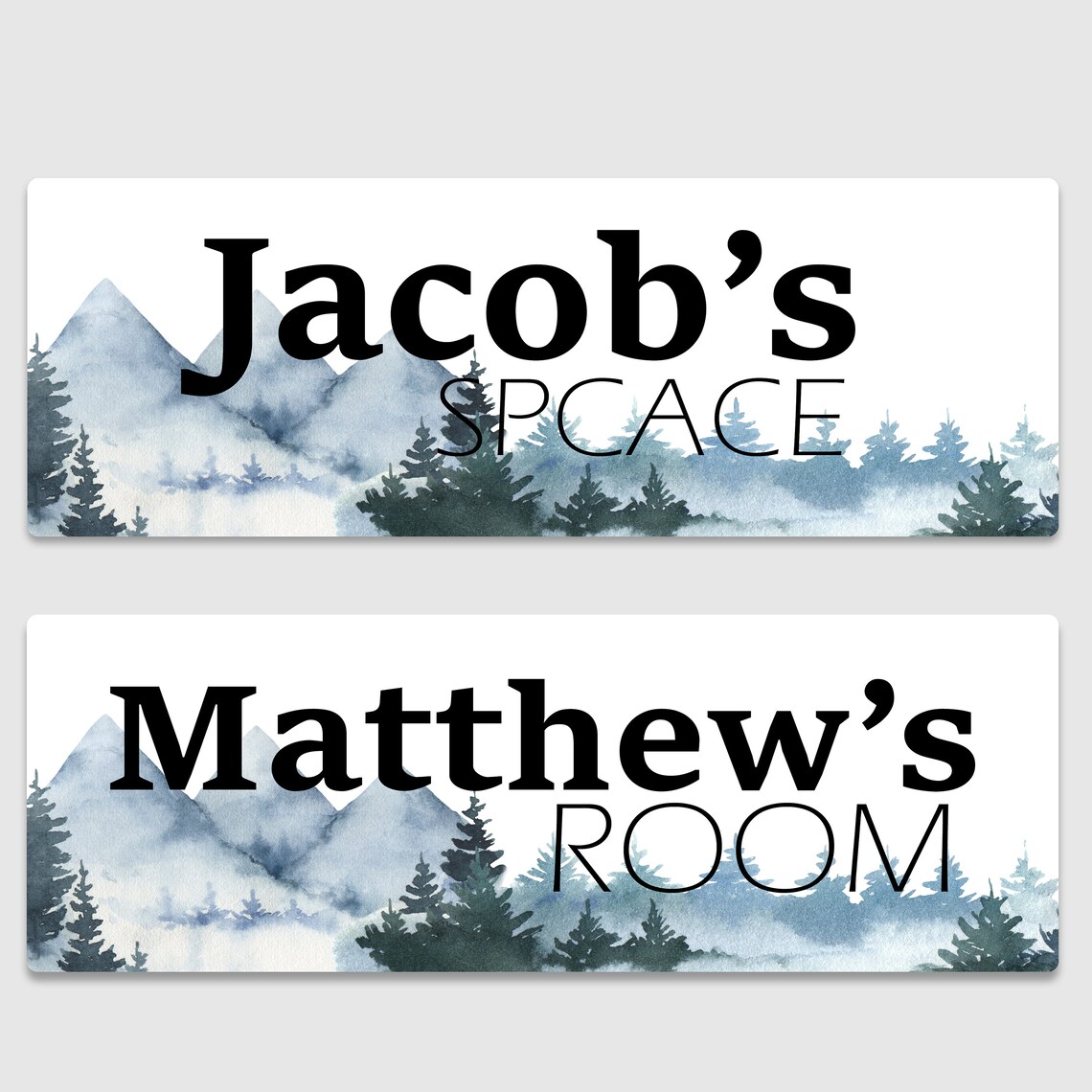 Personalized Mountains Name Sign, Mountain Aluminum Door Sign, Bedroom ...