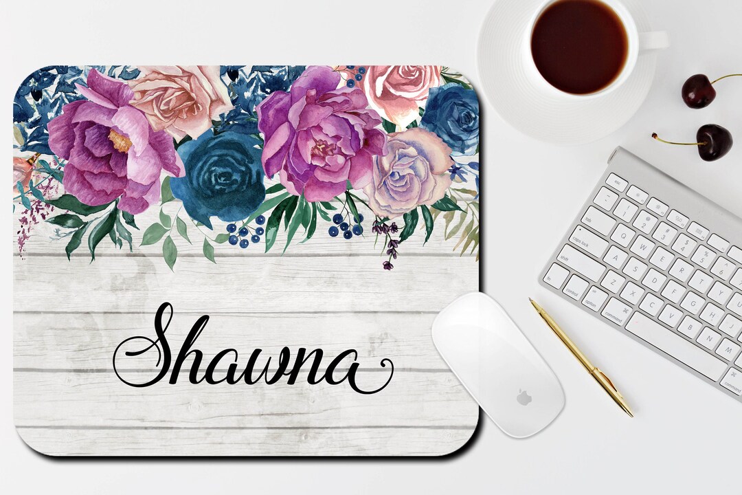 Personalized Mouse Pad, Custom Floral Mouse Pad, Office Decor, Mouse ...