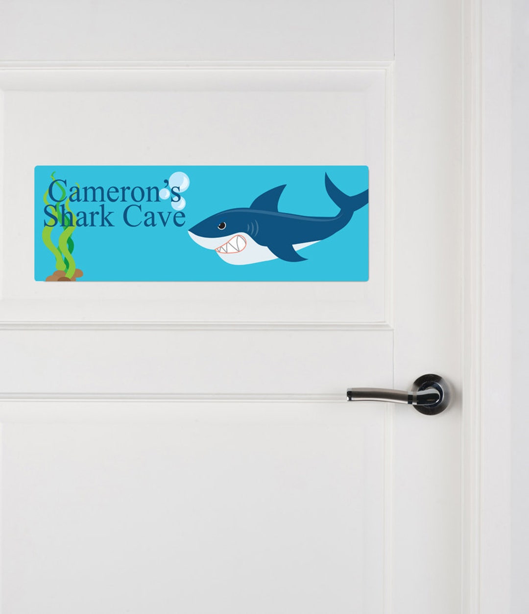 Personalized Shark Name Sign, Kids Aluminum Door Sign, Shark Room Sign ...