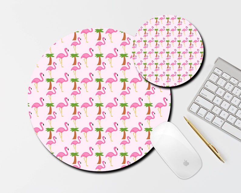Flamingo Mouse Pad and Coaster Set Desk Accessories Office - Etsy