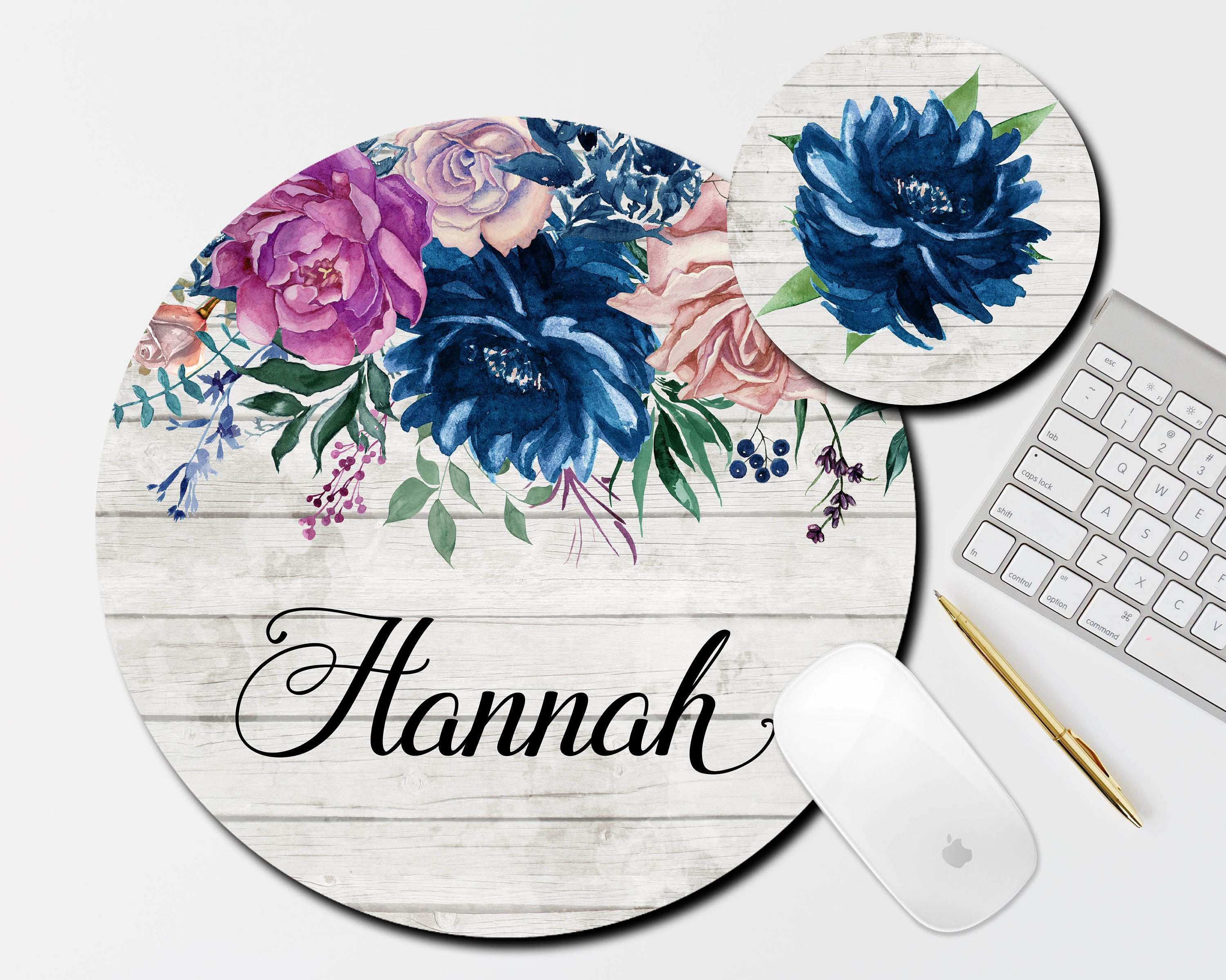 Personalized Mouse Pad, Custom Floral Mouse Pad, Office Decor, Mouse ...