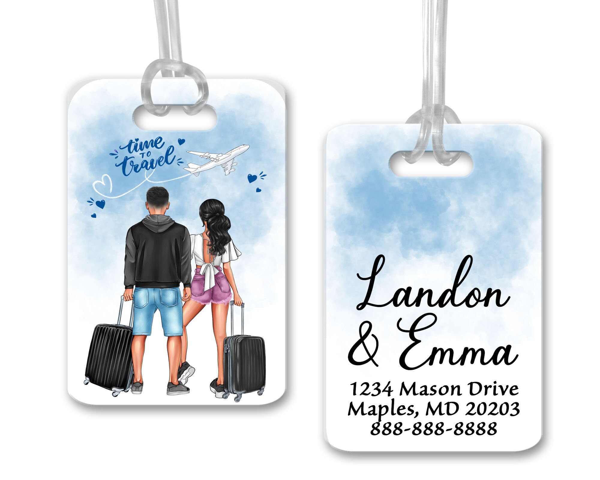Personalized Couples Luggage Tag, Vacation Reveal Gift - Etsy