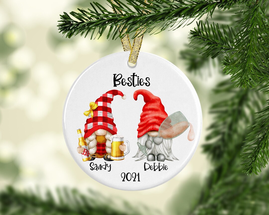 Personalized Gnome Ornament, Custom Gnome Gift, Besties Ornament ... Personalized Gnome Ornament, Custom Gnome Gift, Besties Ornament ...