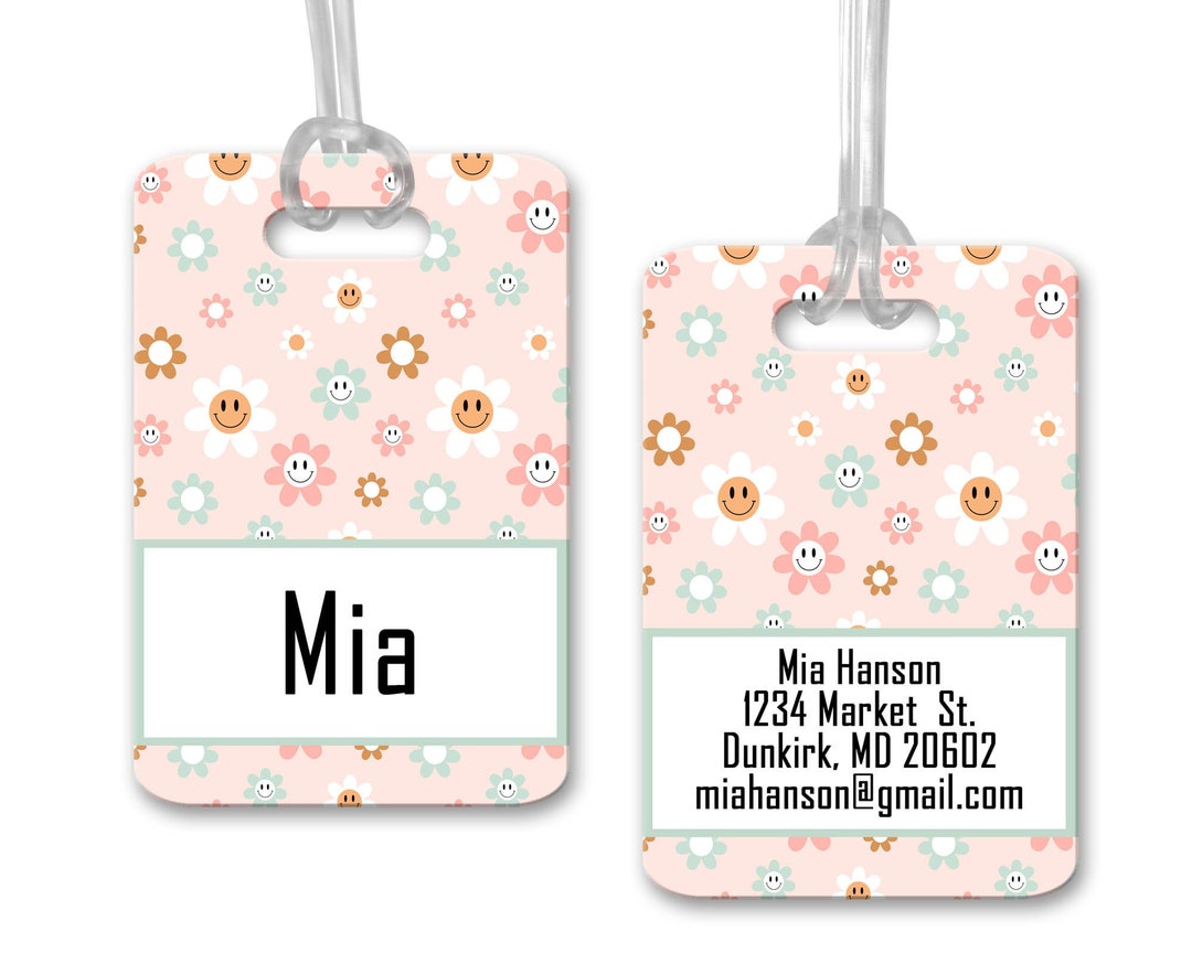 Smiley Face Luggage Tag, Retro Luggage Tag, Luggage Handle Wrap, Custom ...