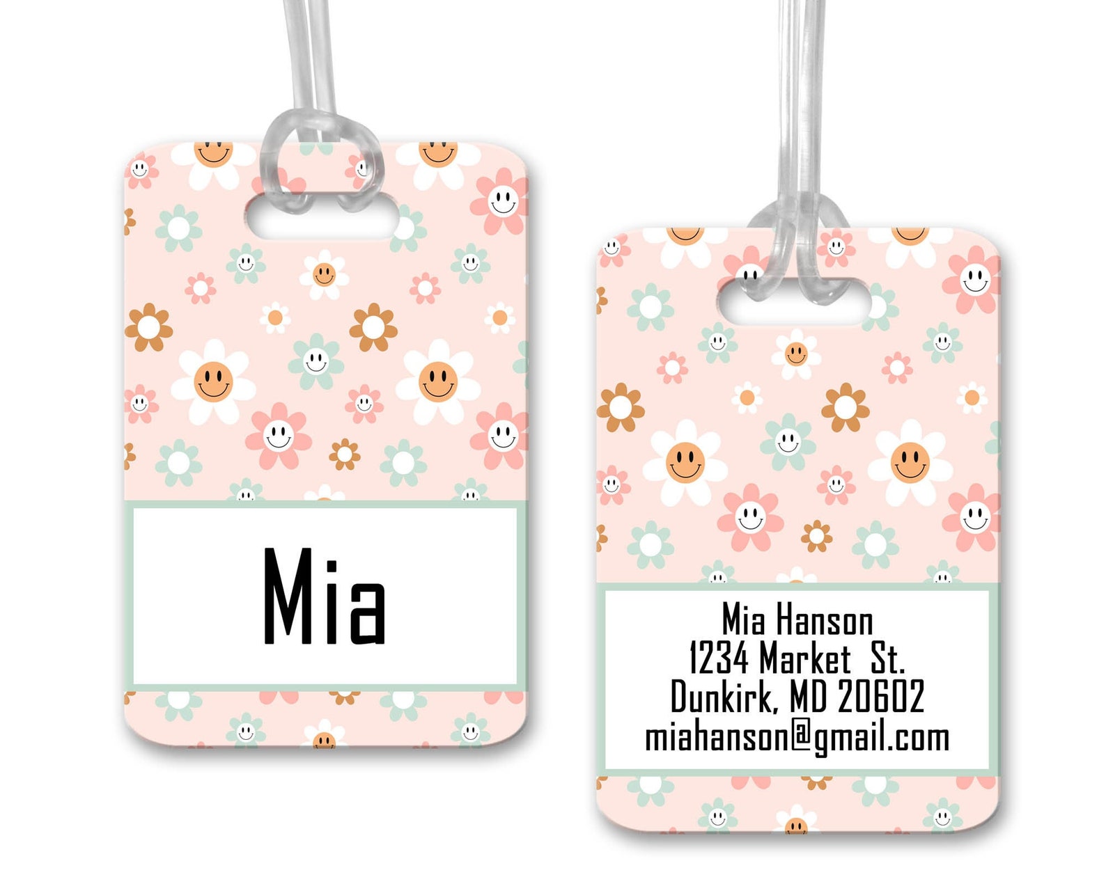 Smiley Face Luggage Tag, Retro Luggage Tag, Luggage Handle Wrap, Custom ...