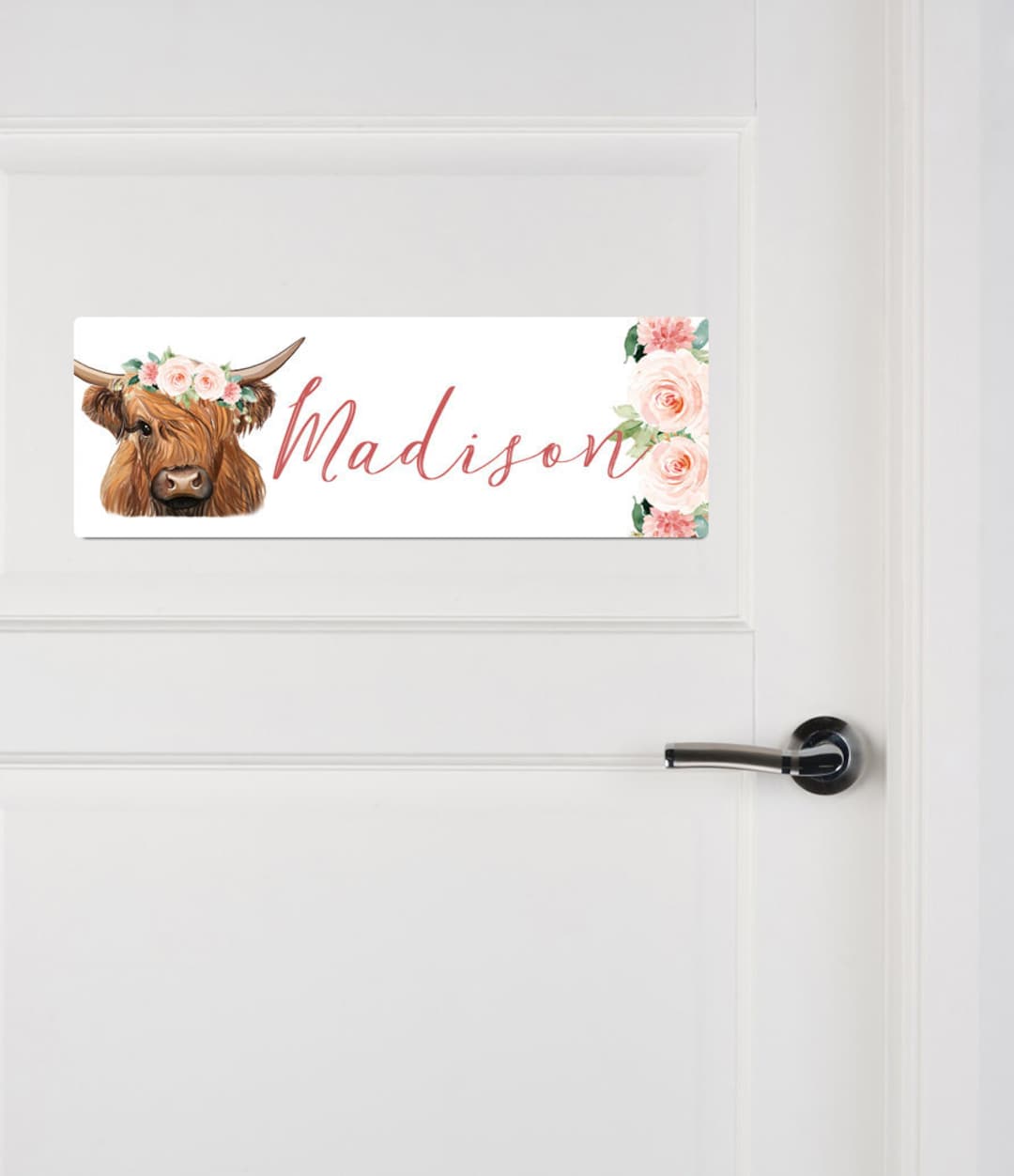 Personalized Highland Cow Name Sign, Highland Cow Aluminum Door Sign ...