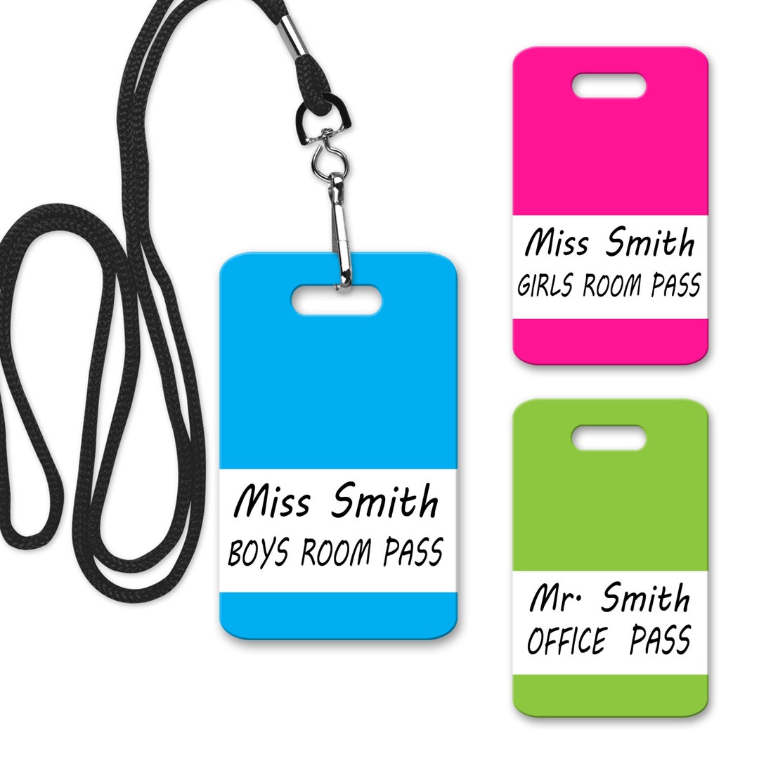 Personalized Lanyard Hall Pass, Teacher Lanyard Classroom Pass, Gift ...