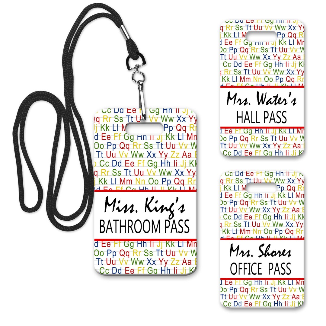 Personalized Lanyard Hall Pass, Teacher Lanyard Classroom Pass, Gift ...