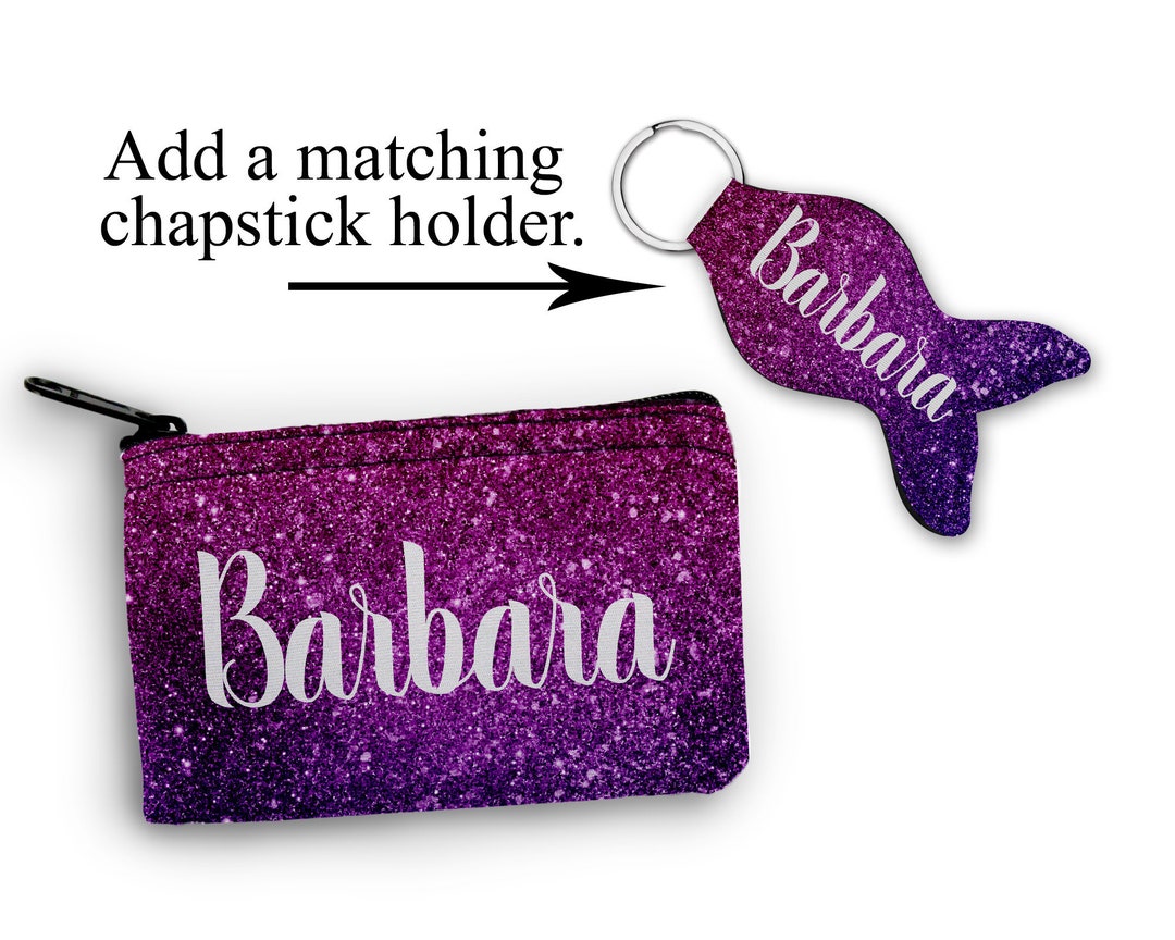 Personalized Faux Glitter Coin Purse, Personalized Coin Pouch, Card ...
