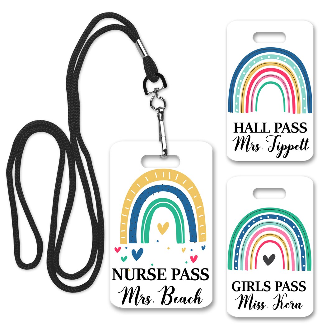 Personalized Lanyard Hall Pass, Teacher Lanyard Classroom Pass, Gift ...