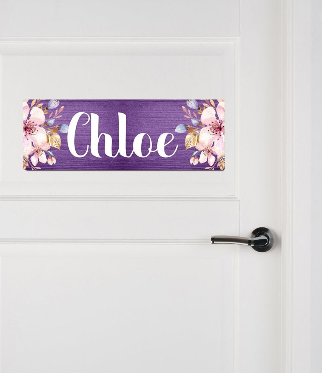 Personalized Girls Name Sign, Floral Girls Aluminum Door Sign, Bedroom ...