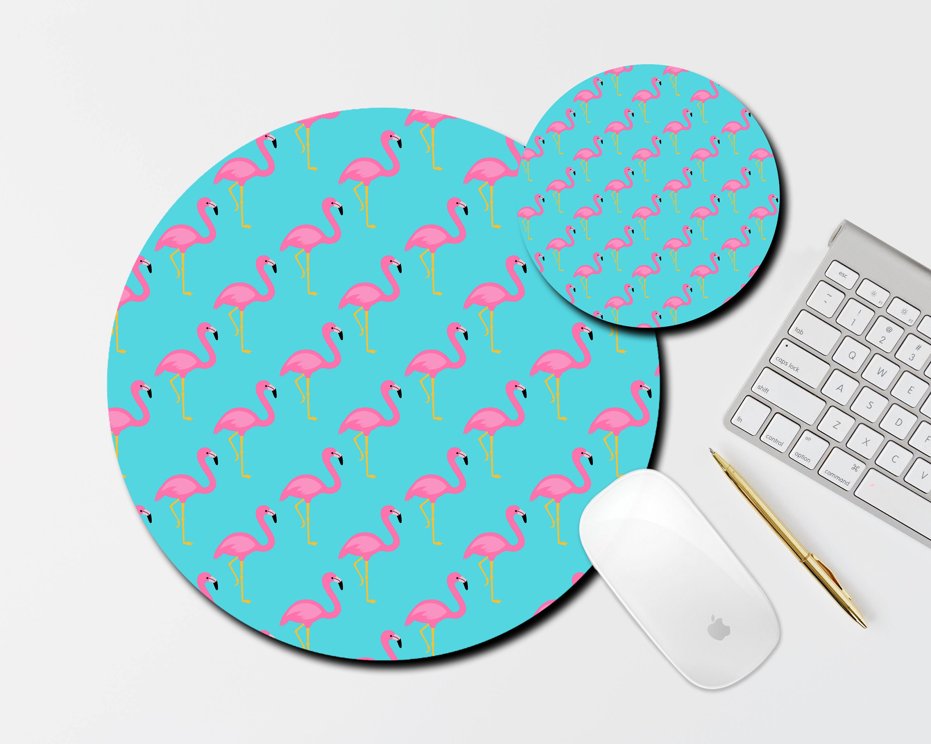 Flamingo Mouse Pad and Coaster Set Desk Accessories Office | Etsy