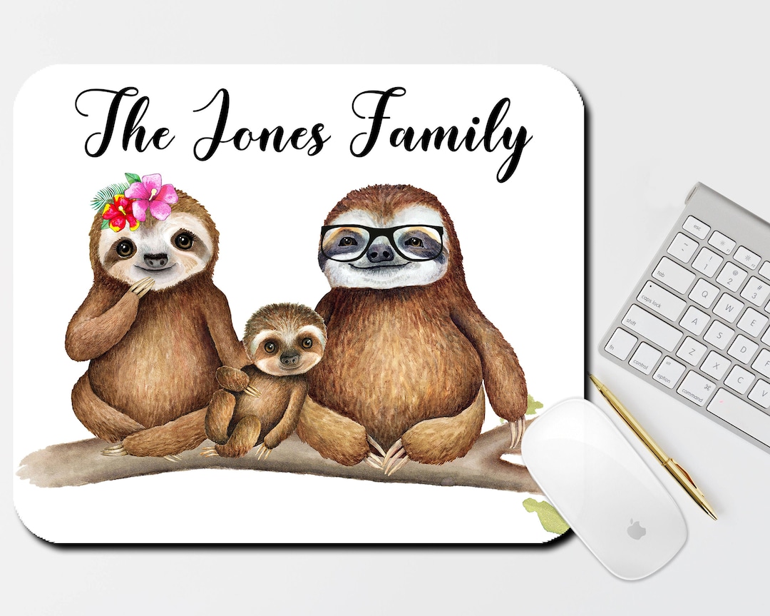 Personalized Sloth Mouse Pad, Gift for Animal Lover, Animal Mouse Pad ...