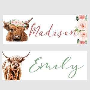 Personalized Highland Cow Name Sign, Highland Cow Aluminum Door Sign ...