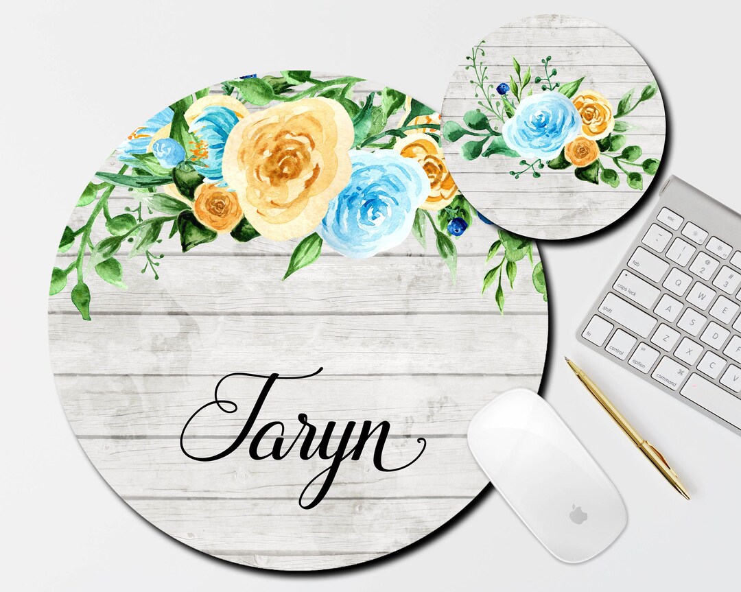 Personalized Mouse Pad, Custom Floral Mouse Pad, Office Decor, Mouse ...