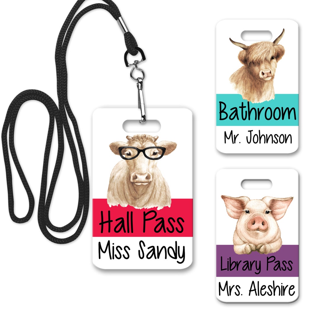 Personalized Lanyard Hall Pass, Teacher Lanyard Classroom Pass, Gift ...