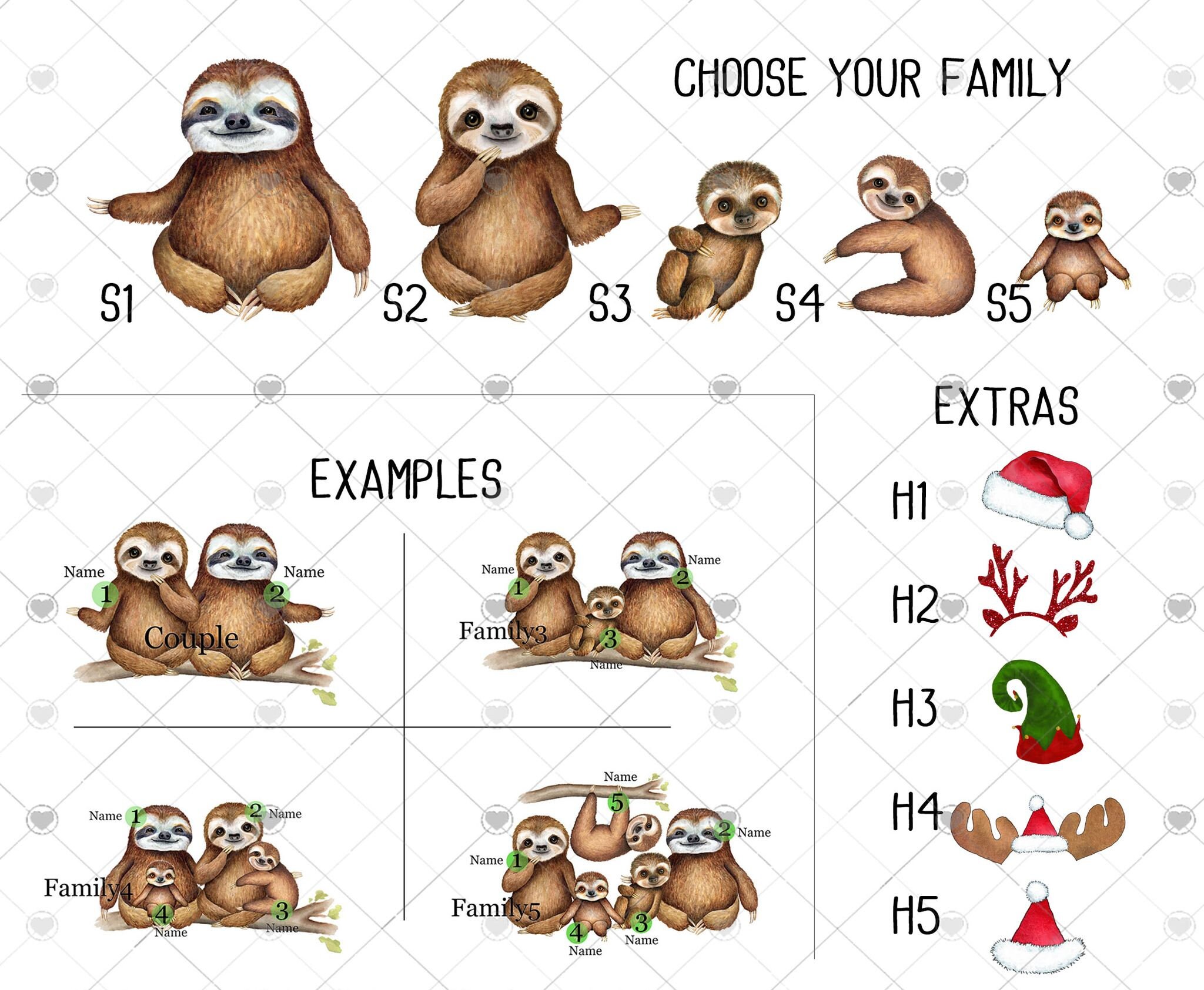 Personalized Sloth Ornament Custom Sloth Gift Sloth Family | Etsy