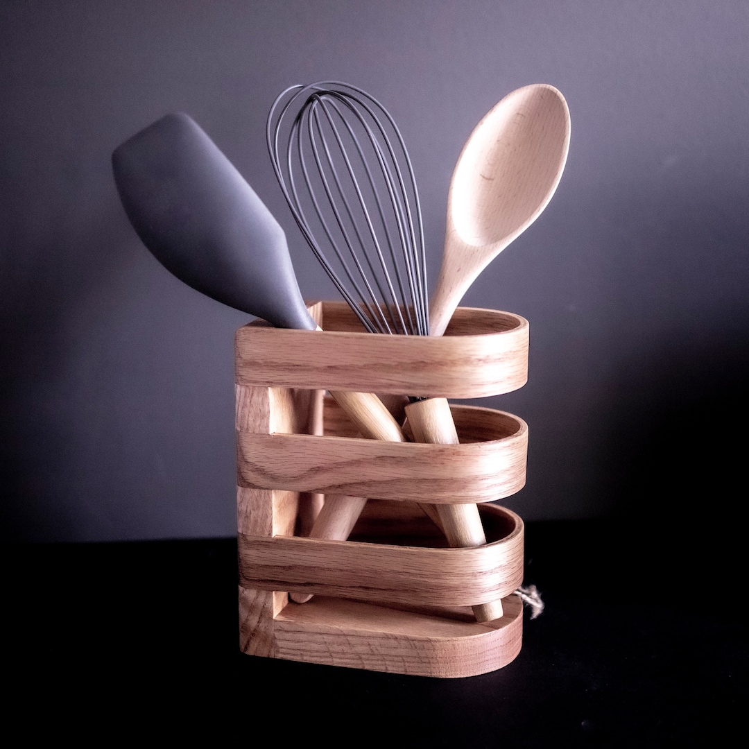 Lux Oak Utensils Holder | Wooden Utensils Pot | Kitchen Storage | Home ...