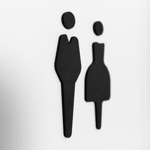 Modern Matt Black Unisex Toilet Sign: Minimalist Bathroom Decor - Etsy