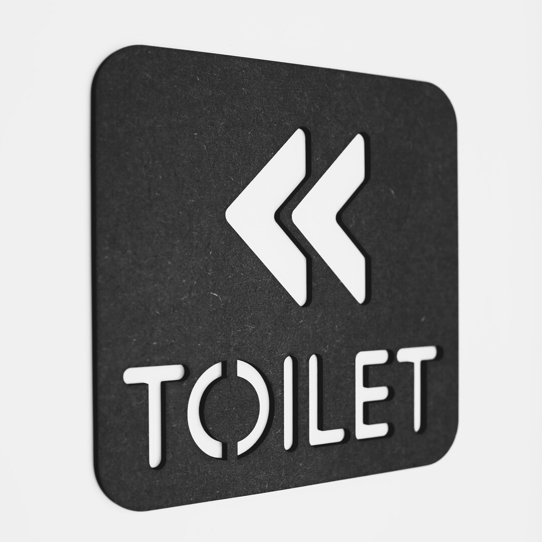 Black Toilet Sign, Modern Bathroom Left Arrow Sign - Etsy