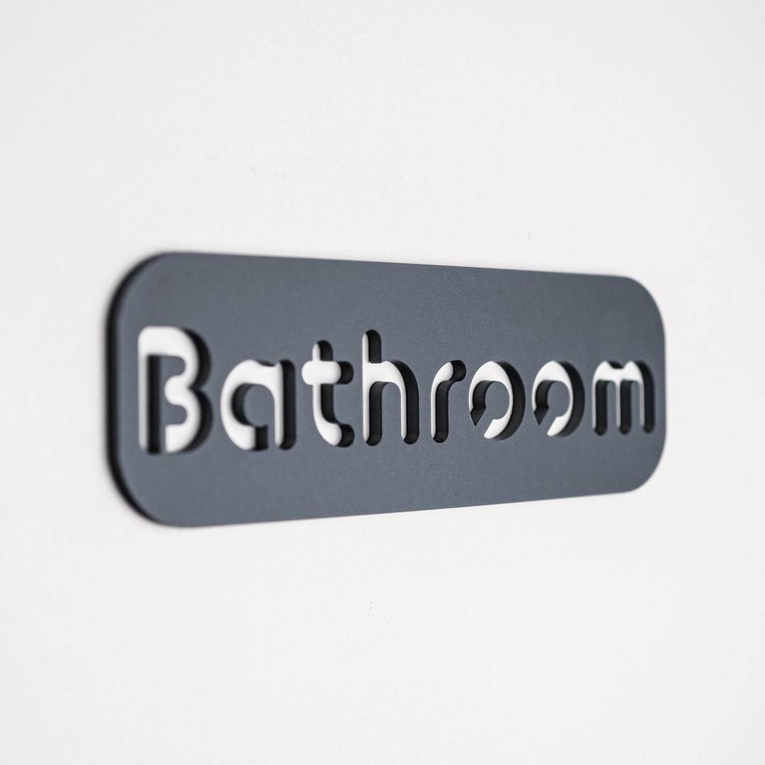 Modern Bathroom Toilet Door Sign, Grey Acrylic - Etsy