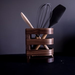 Lux Walnut Utensils Holder | Wooden Utensils Pot | Kitchen Storage ...