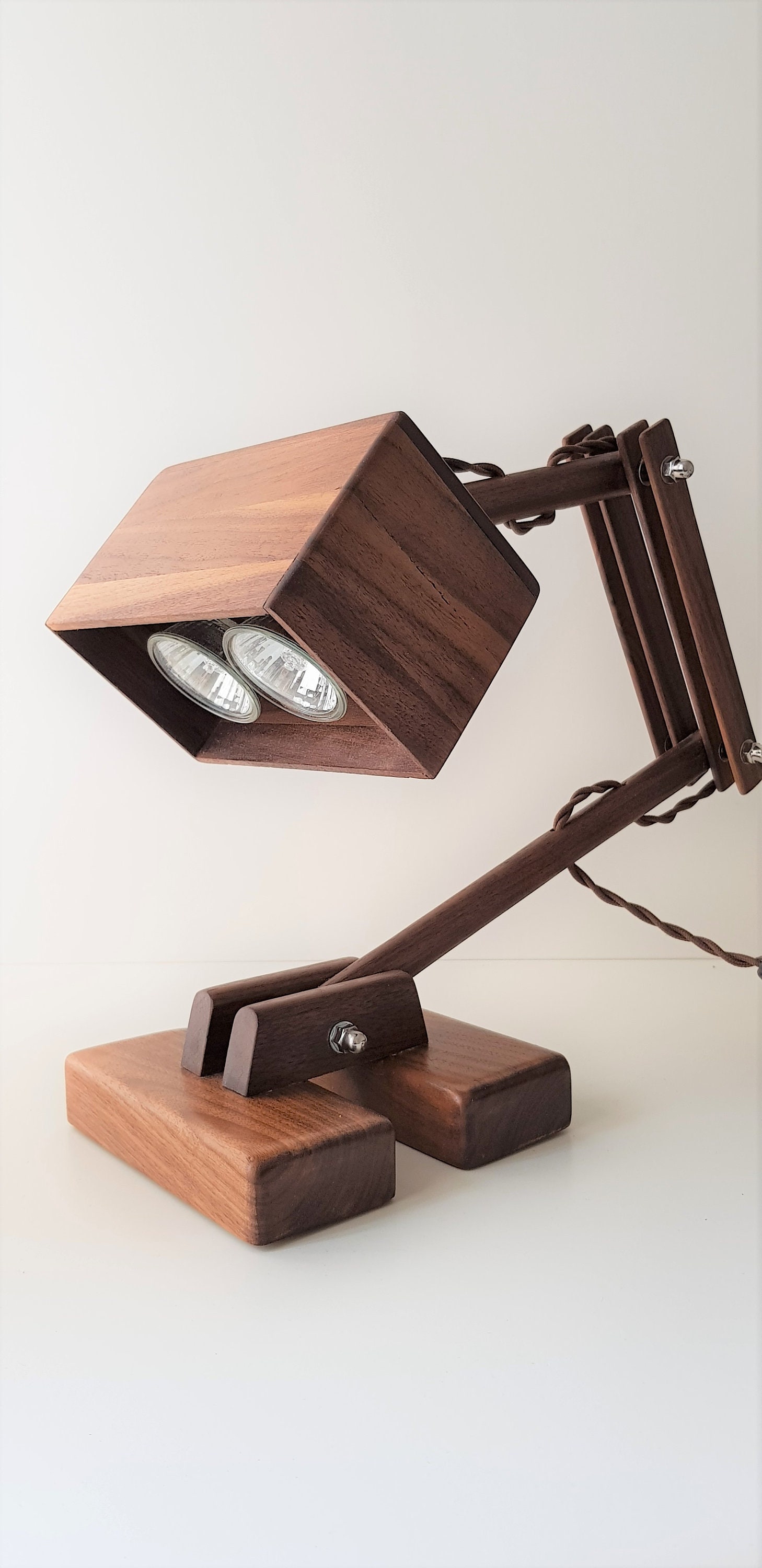 ALPHA Desk Lamp Made From Solid Black Walnut | Etsy
