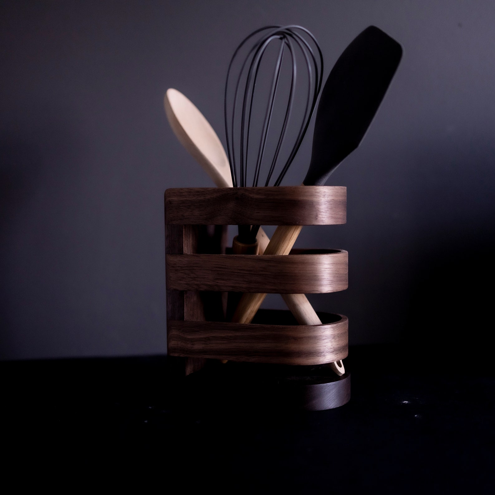 Lux Walnut Utensils Holder | Wooden Utensils Pot | Kitchen Storage ...