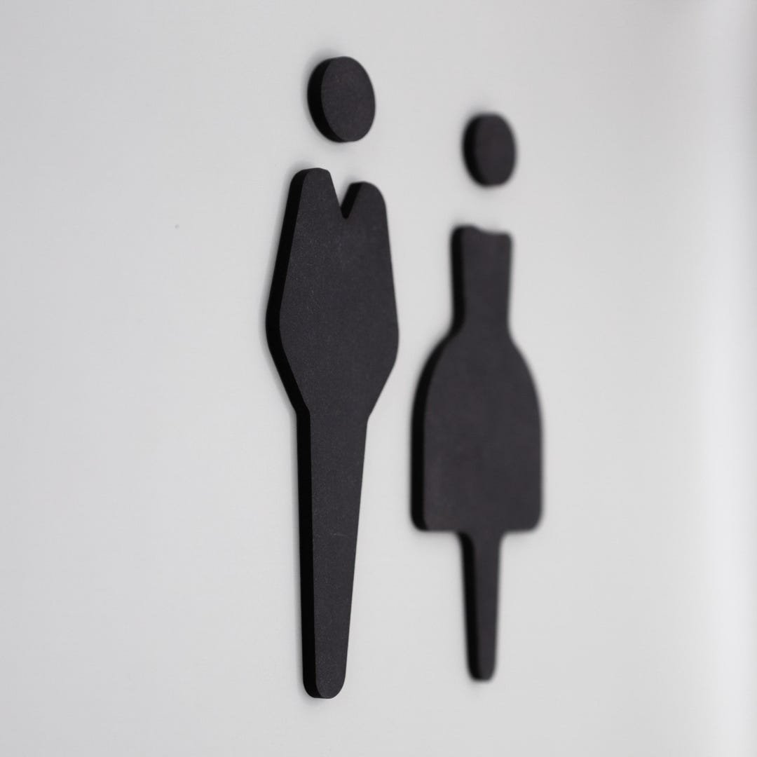 Modern Matt Black Unisex Toilet Sign: Minimalist Bathroom Decor - Etsy