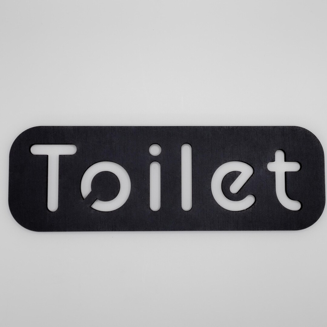Minimalist Black Toilet Sign: Elegant MDF Bathroom Decor - Etsy