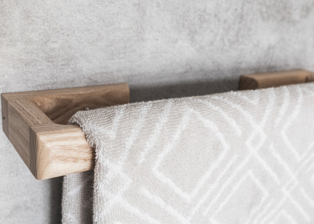 Ash Toilet Roll Holder Towel Rail Rack Set - Wooden Design - Etsy