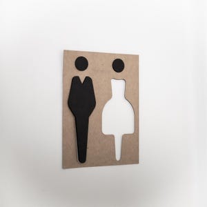 Modern Matt Black Unisex Toilet Sign: Minimalist Bathroom Decor - Etsy