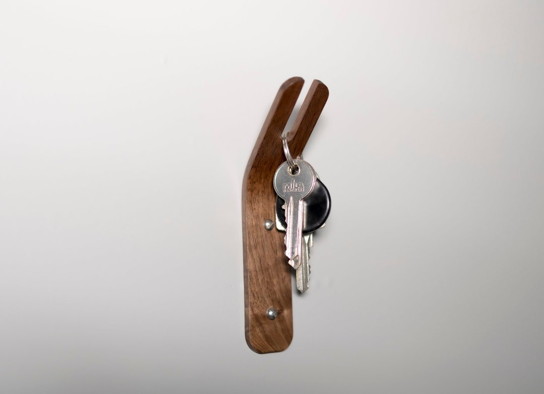 Walnut Key Hook: Minimalist Nordic Wall Organizer - Etsy