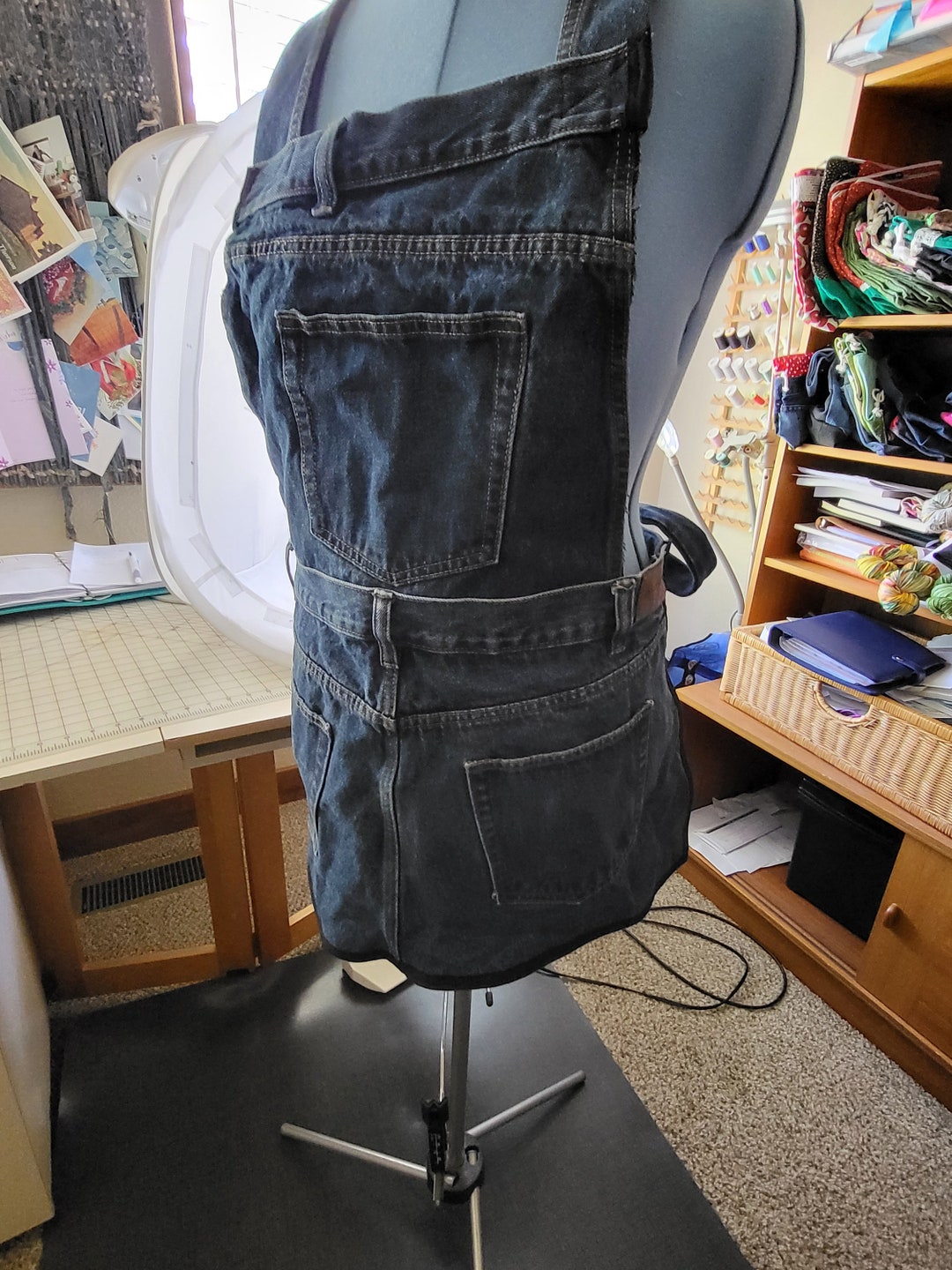 Apron 26inch Upcycled Denim, Apron for Workers Apron for Crafters ...