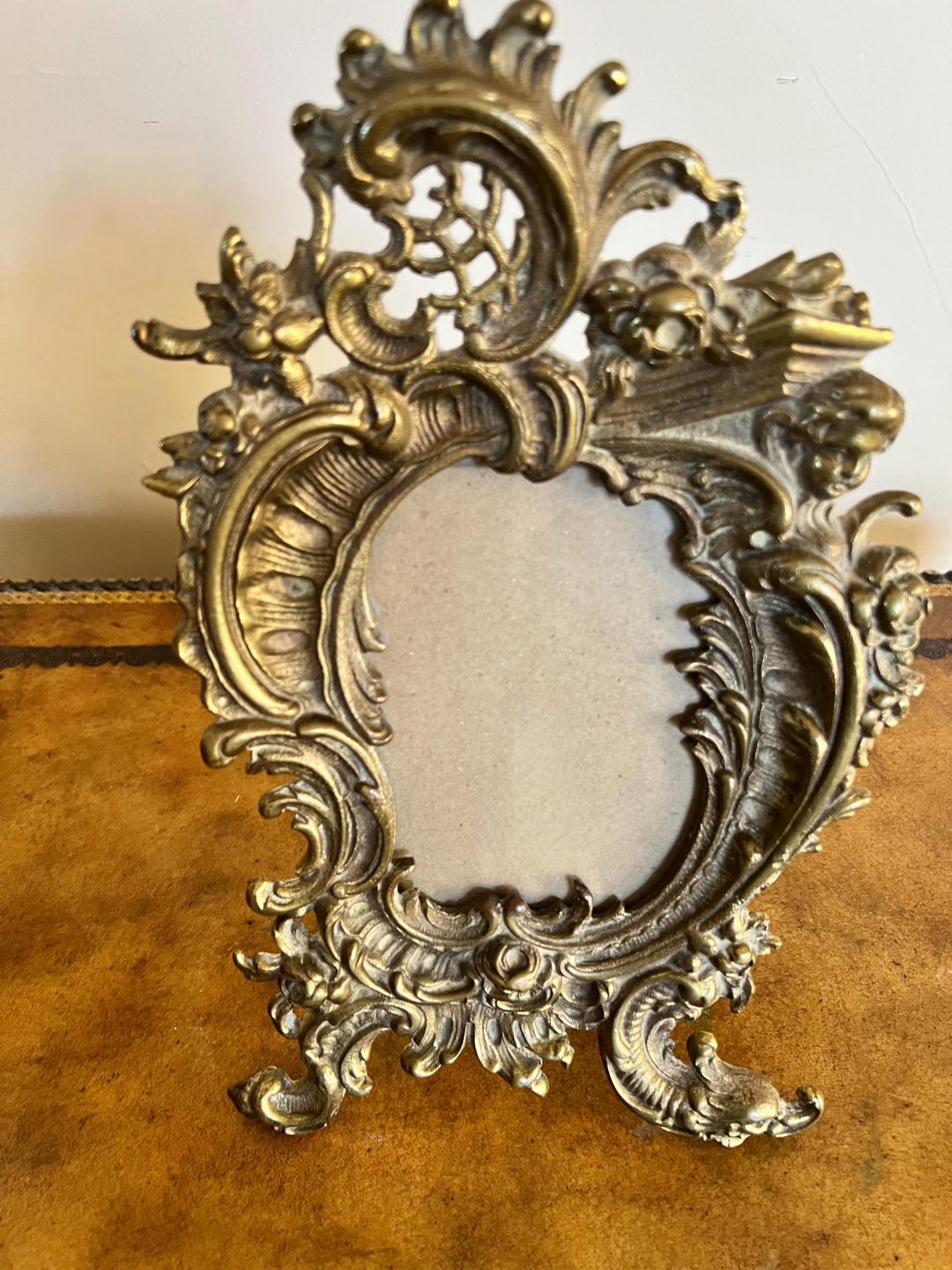 Picture Frame Ornate Filigree Pierced Case Brass, 12h Circa Late 19th C ...