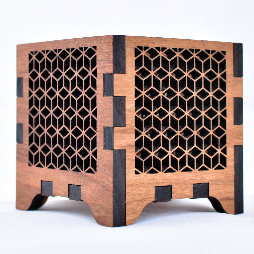 Japanese Inspired Kumiko Box Votive Candle Holder Laser Cut Design ...