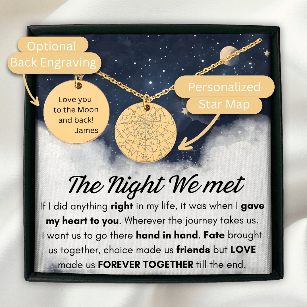 The Night We Met Custom Star Map Necklace – Personalized Night Sky ...